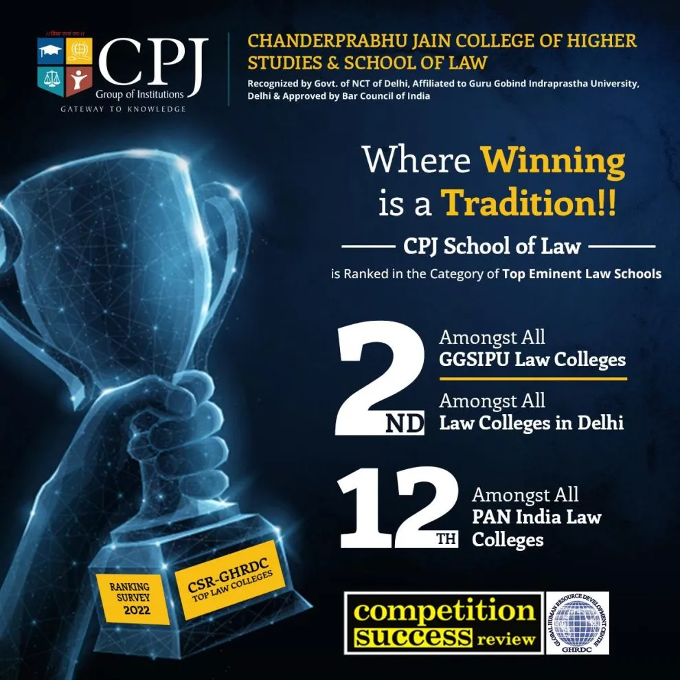 CPJ College Delhi- Ranking by CSR GHRDC All India Law Schools Survey ...